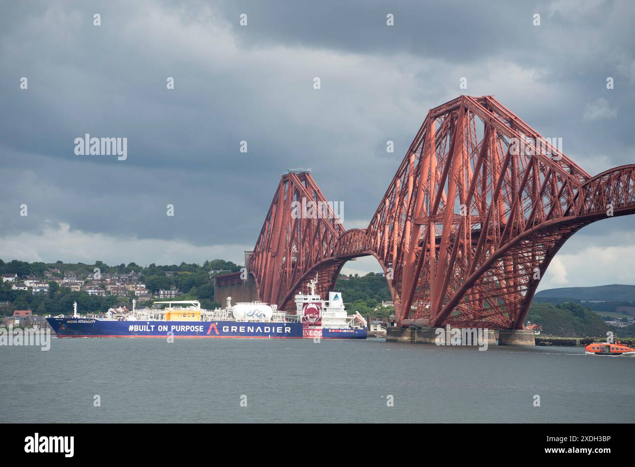 INEOS tanker passes below the Forth Bridge carrying LNG gas from the ...