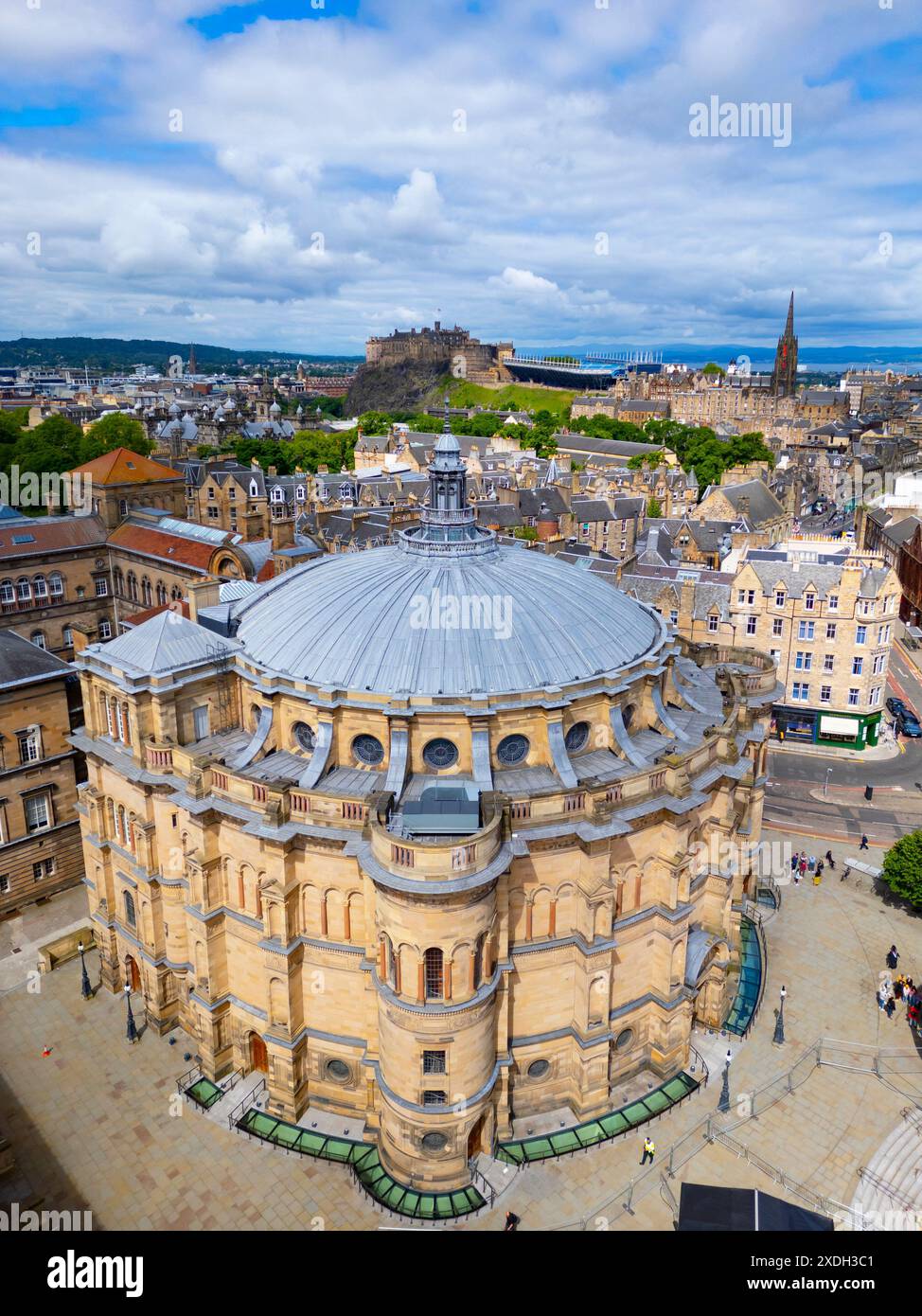 Aerial view of Edinburgh University McEwan Hall on Bristo Square ...