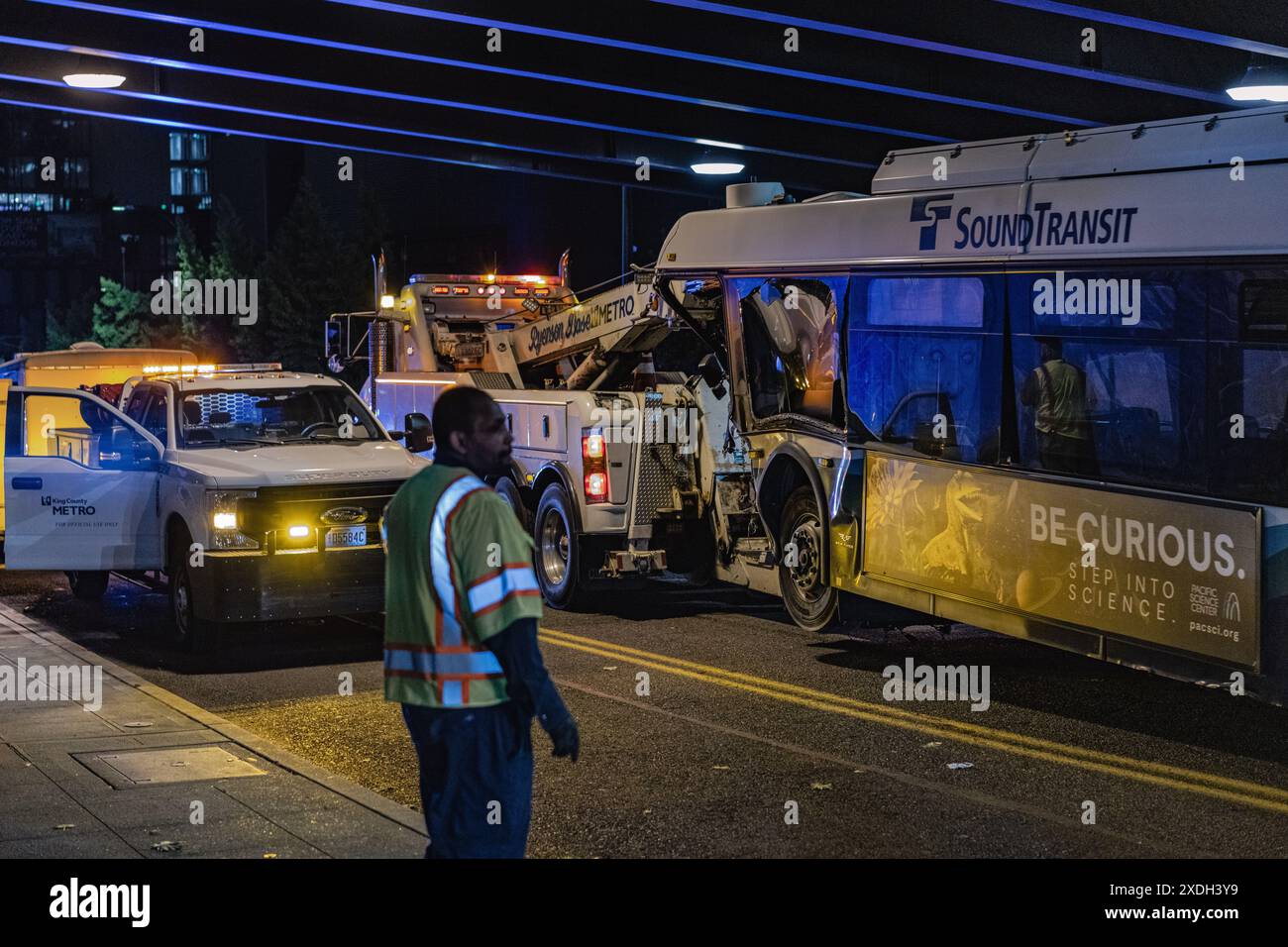 Seattle, United States. 22nd June, 2024. The aftermath of the crash ...