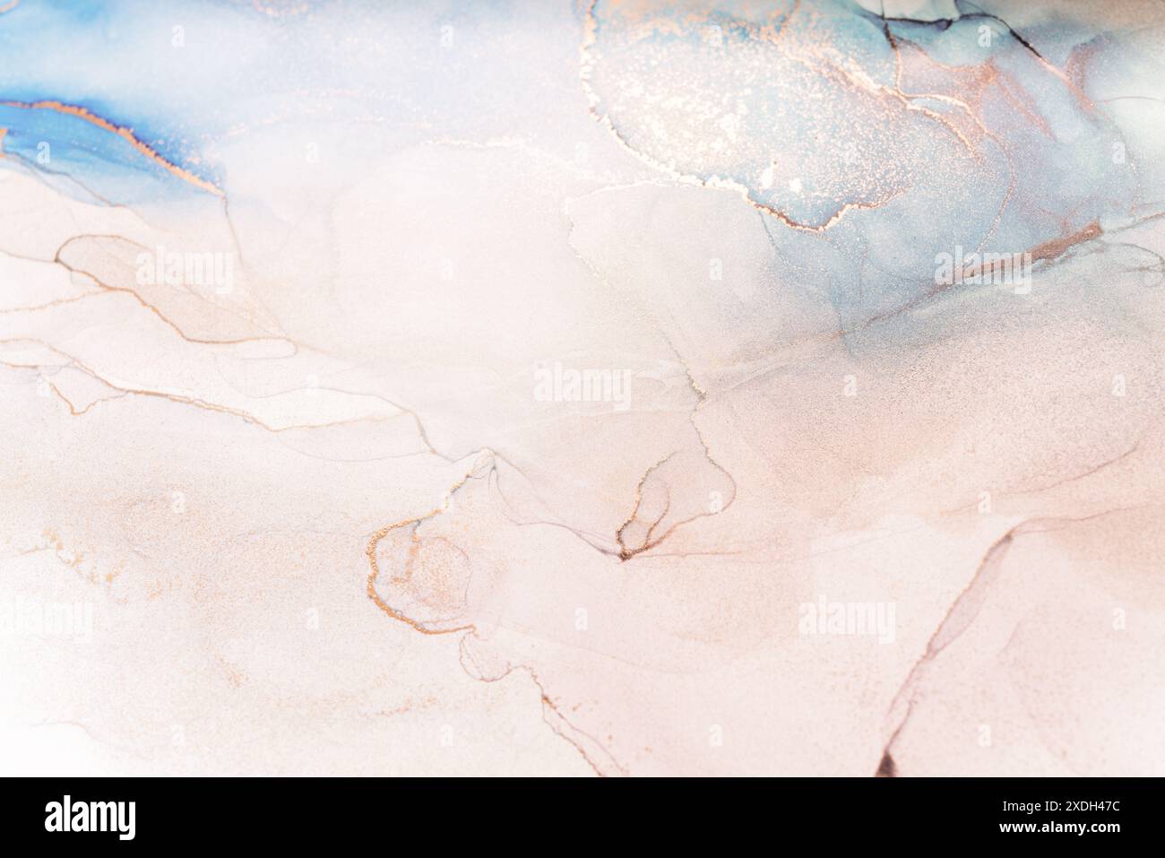 Abstract Ink Art in Blue, Pink, and Gold Stock Photo - Alamy