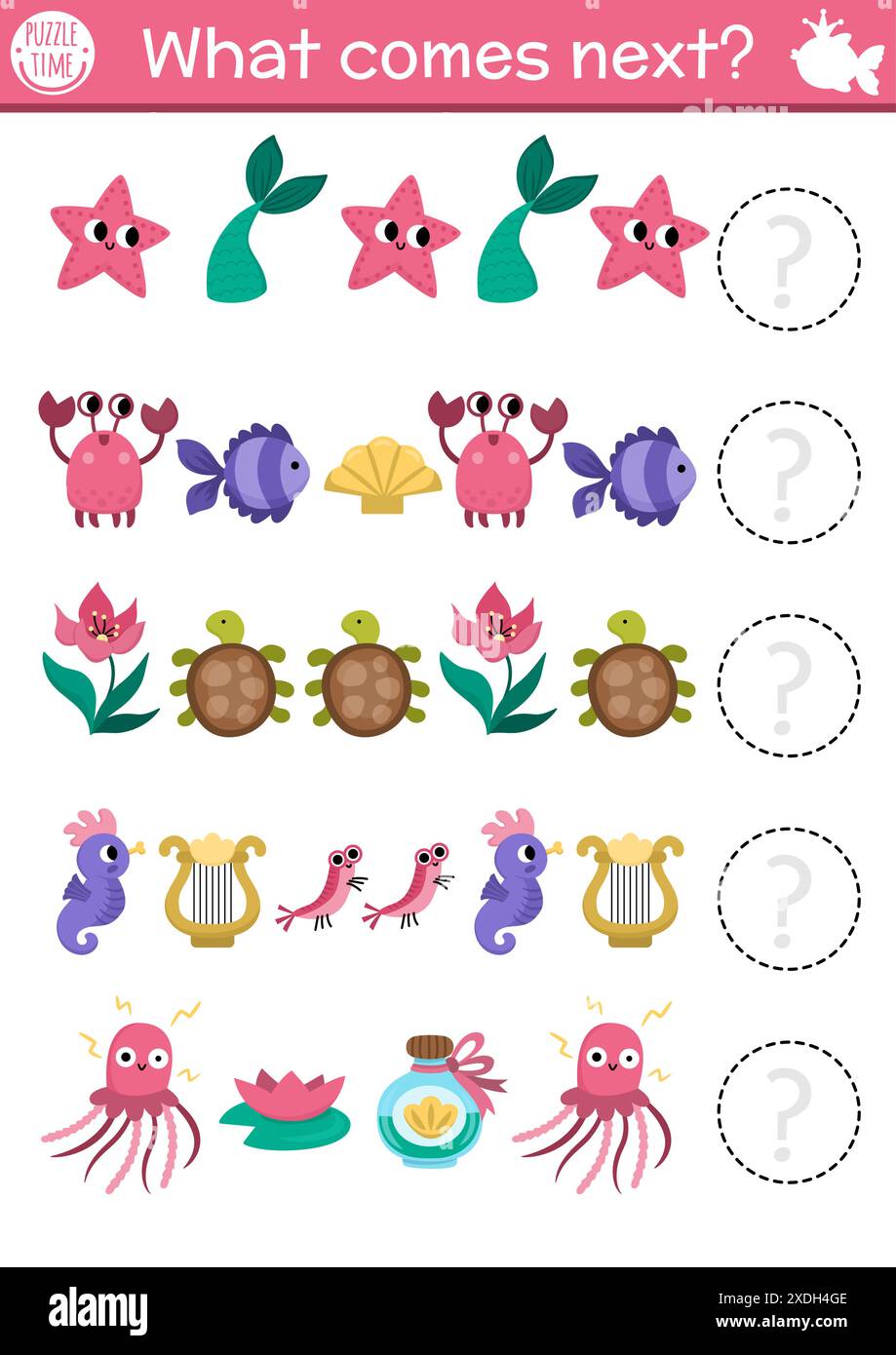 What comes next. Mermaid logical activity for preschool children with ...