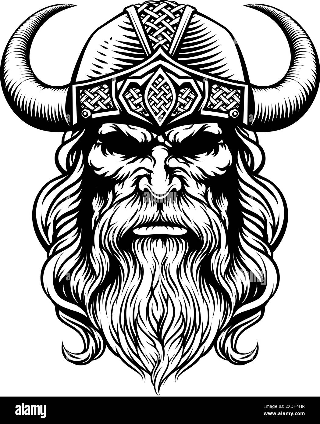 Viking Warrior Man Strong Mascot Face in Helmet Stock Vector Image ...