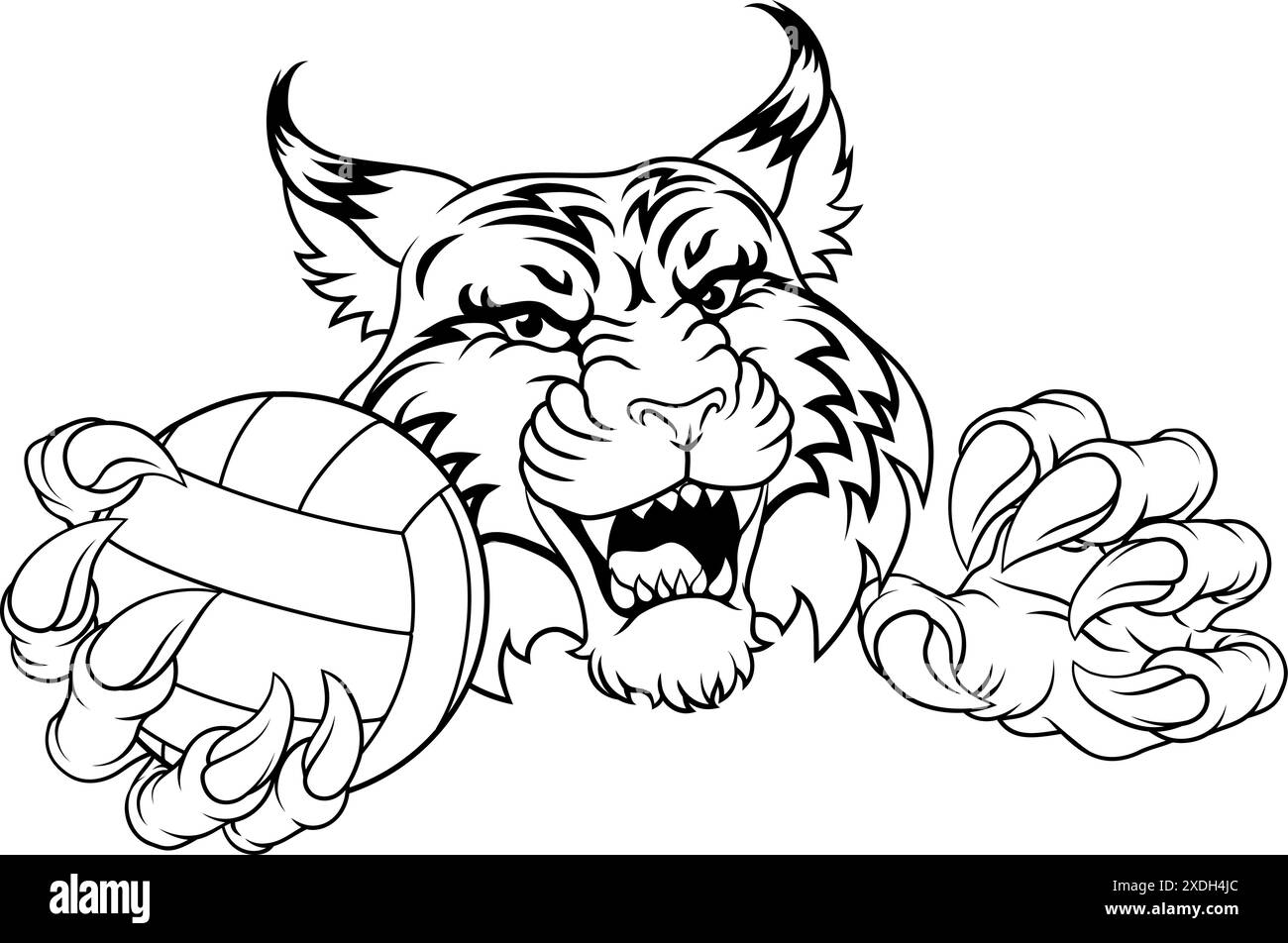 Wildcat Cougar Lynx Lion Volleyball Claw Mascot Stock Vector Image ...