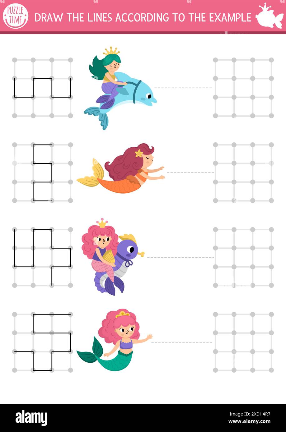 Mermaid drawing, writing, tracing, space orientation activity for kids ...