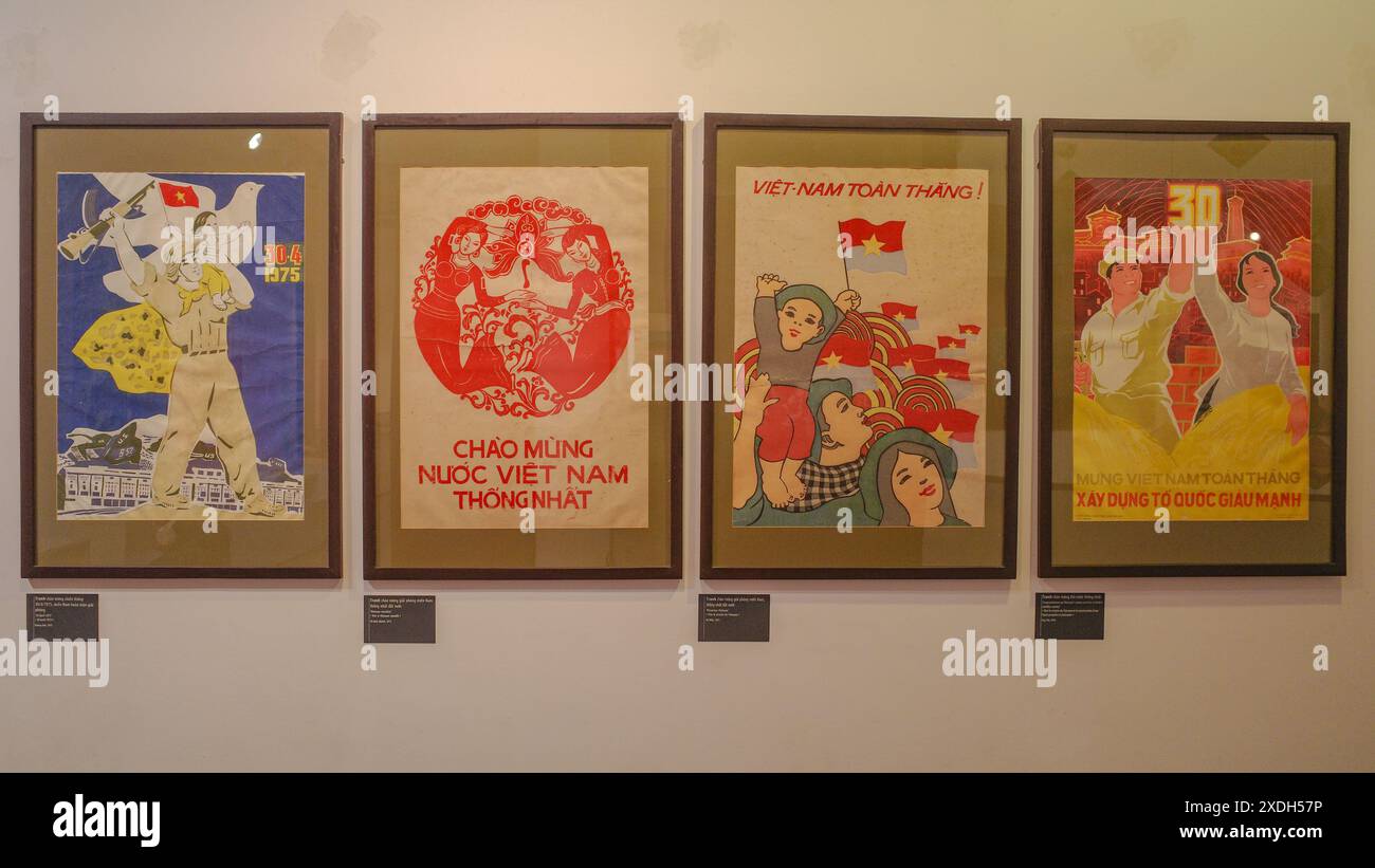 Hanoi, Vietnam - 29 Jan, 2024: Communist propaganda posters on display ...