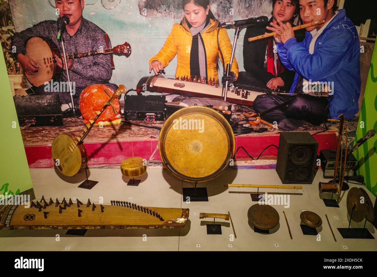 Hanoi, Vietnam - 29 Jan, 2024: Traditional musical instruments on ...