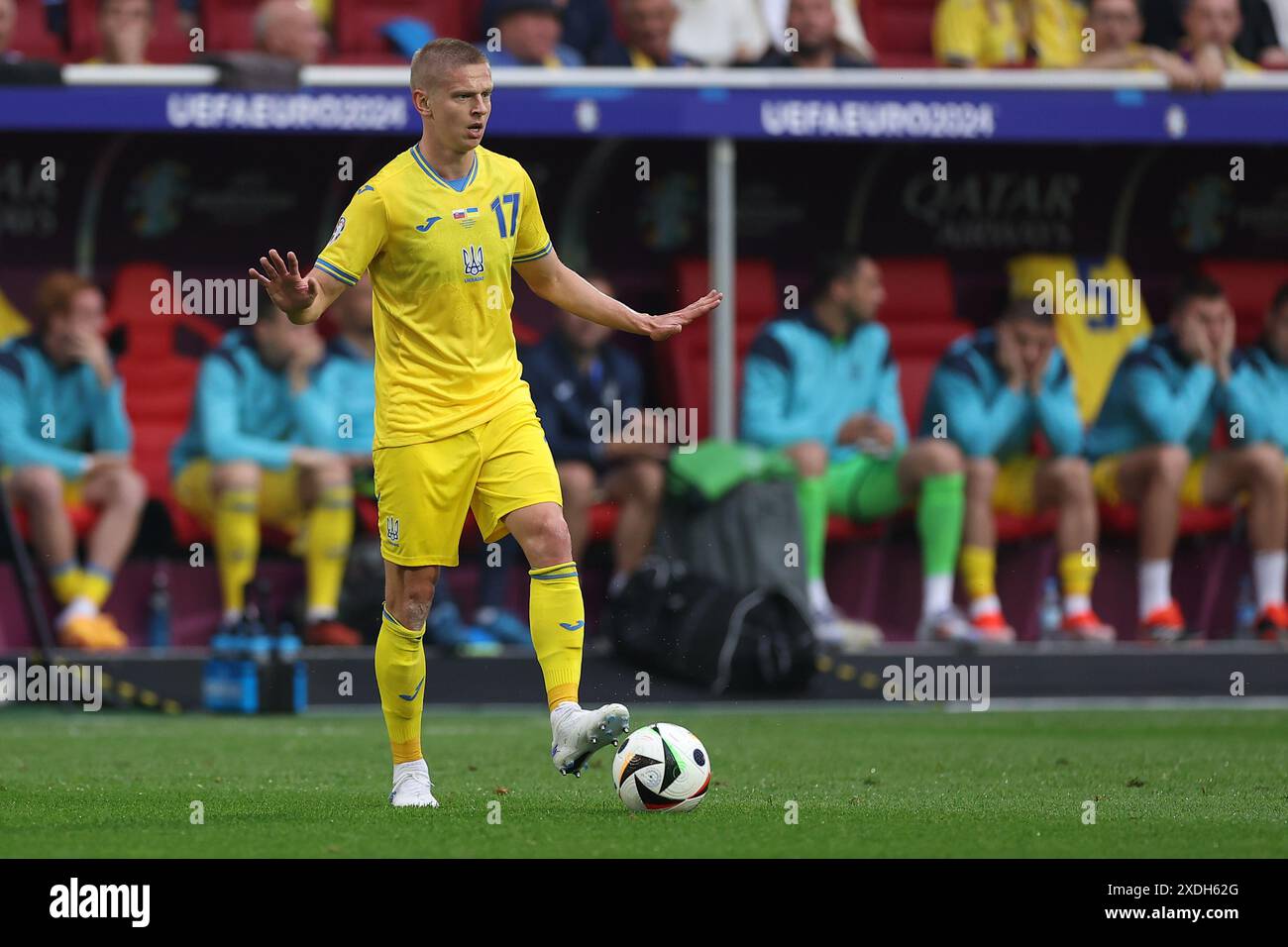 Oleksandr Zinchenko of Ukraine in action during the Uefa Euro 2024 ...