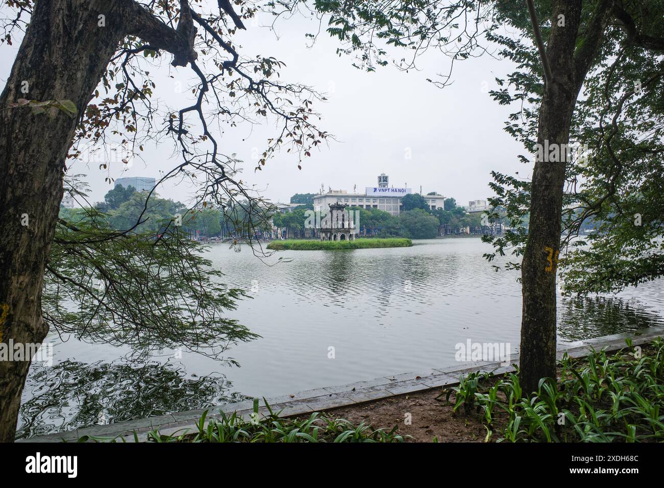 Hanoi, Vietnam - 28 Feb, 2024: Hoan Kiem Lake also know as Sword Lake ...