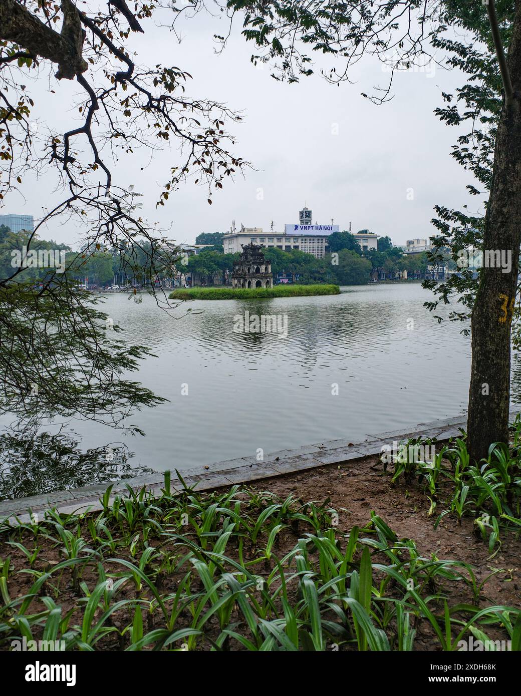 Hanoi, Vietnam - 28 Feb, 2024: Hoan Kiem Lake also know as Sword Lake ...
