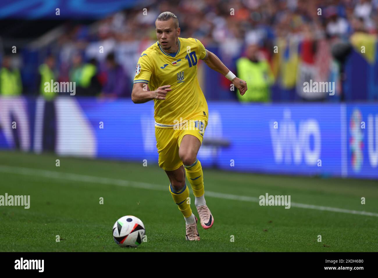 Mykhailo Mudryk of Ukraine in action during the Uefa Euro 2024 Group E ...
