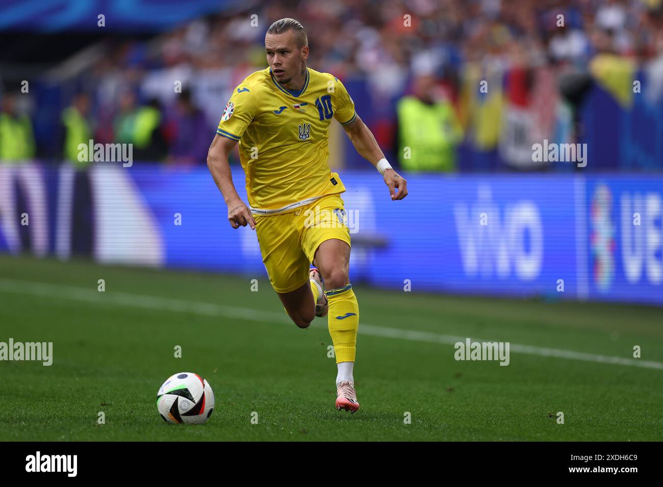 Mykhailo Mudryk of Ukraine in action during the Uefa Euro 2024 Group E ...
