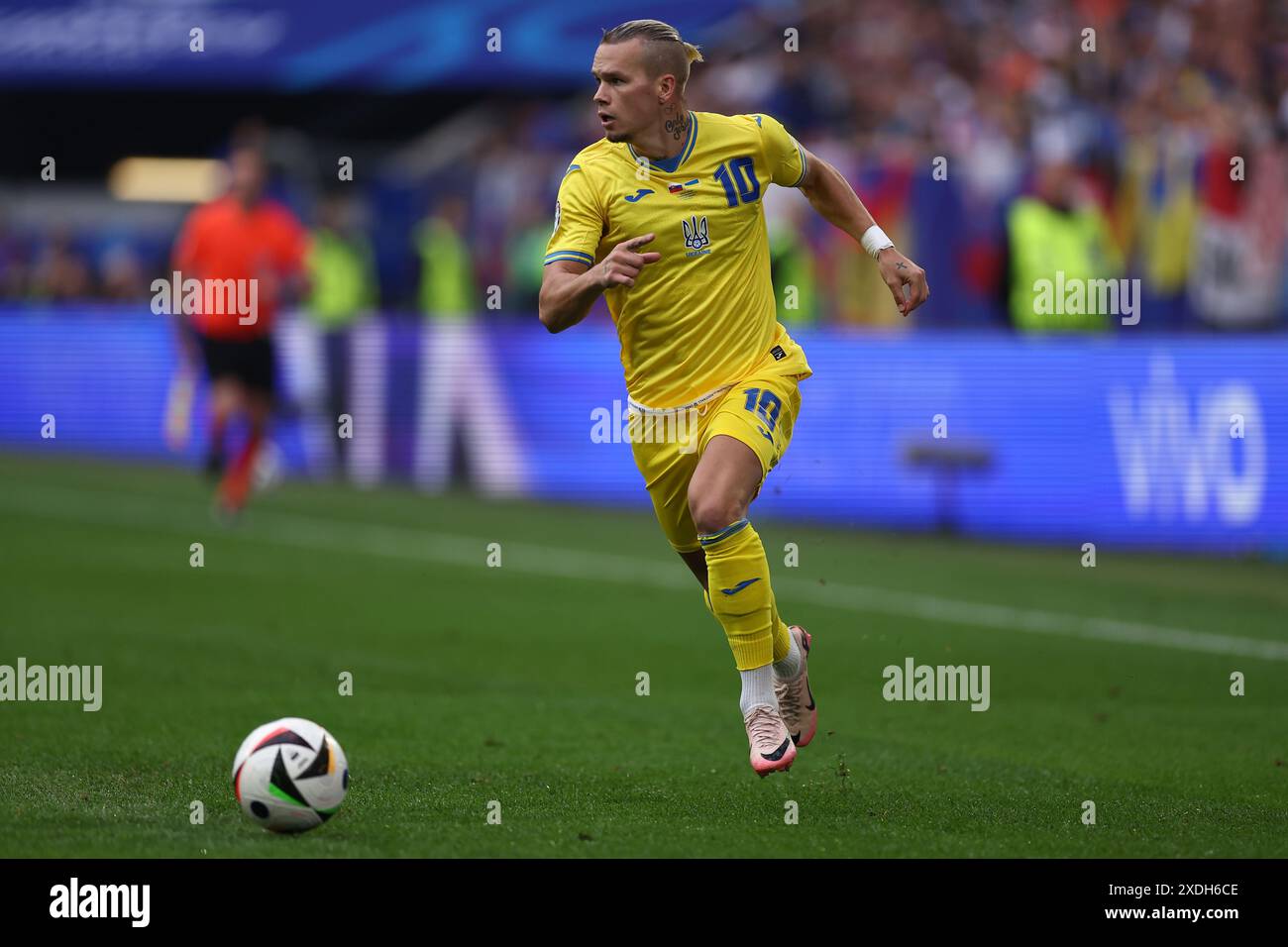 Mykhailo Mudryk of Ukraine in action during the Uefa Euro 2024 Group E ...