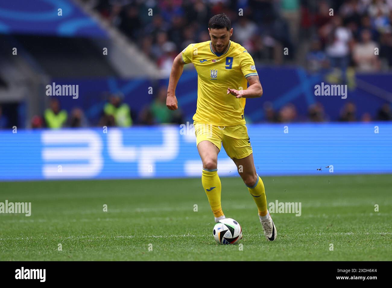 Roman Yaremchuk of Ukraine in action during the Uefa Euro 2024 Group E ...