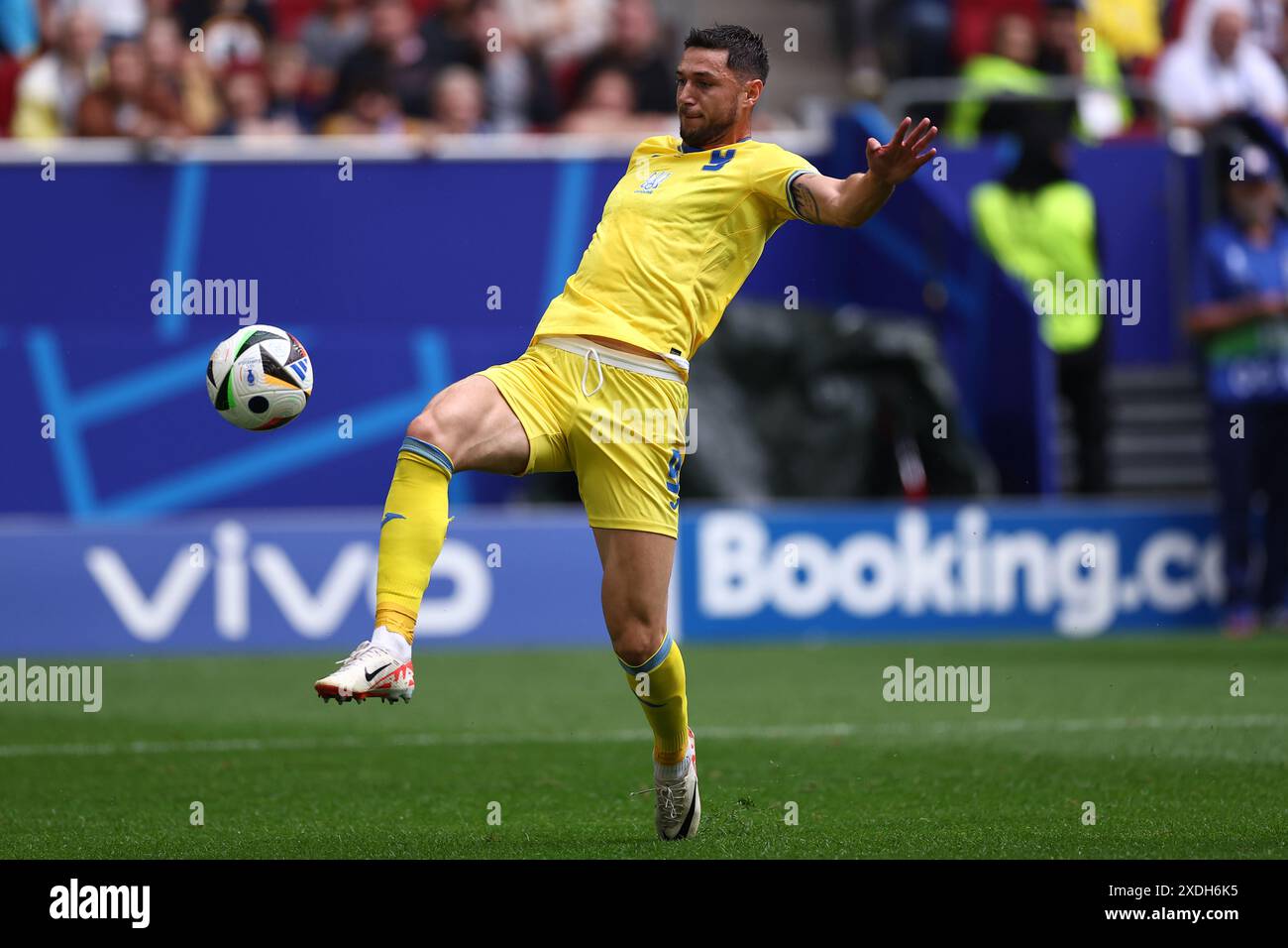 Roman Yaremchuk of Ukraine in action during the Uefa Euro 2024 Group E ...