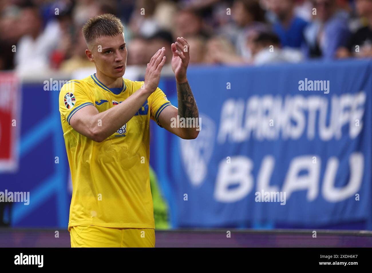 Volodymyr Brazhko of Ukraine greets the fans during the Uefa Euro 2024 ...