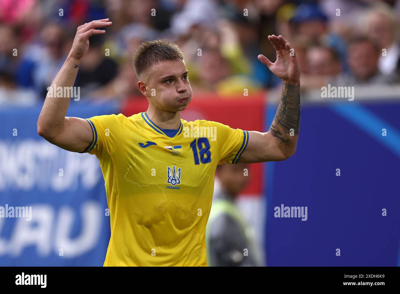 Volodymyr Brazhko of Ukraine greets the fans during the Uefa Euro 2024 ...