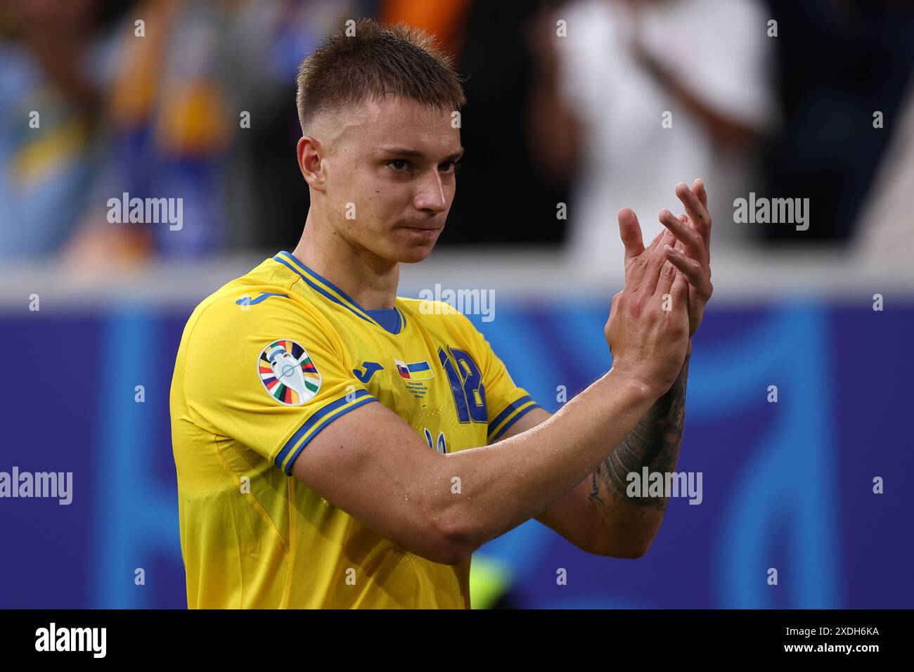 Volodymyr Brazhko of Ukraine greets the fans during the Uefa Euro 2024 ...