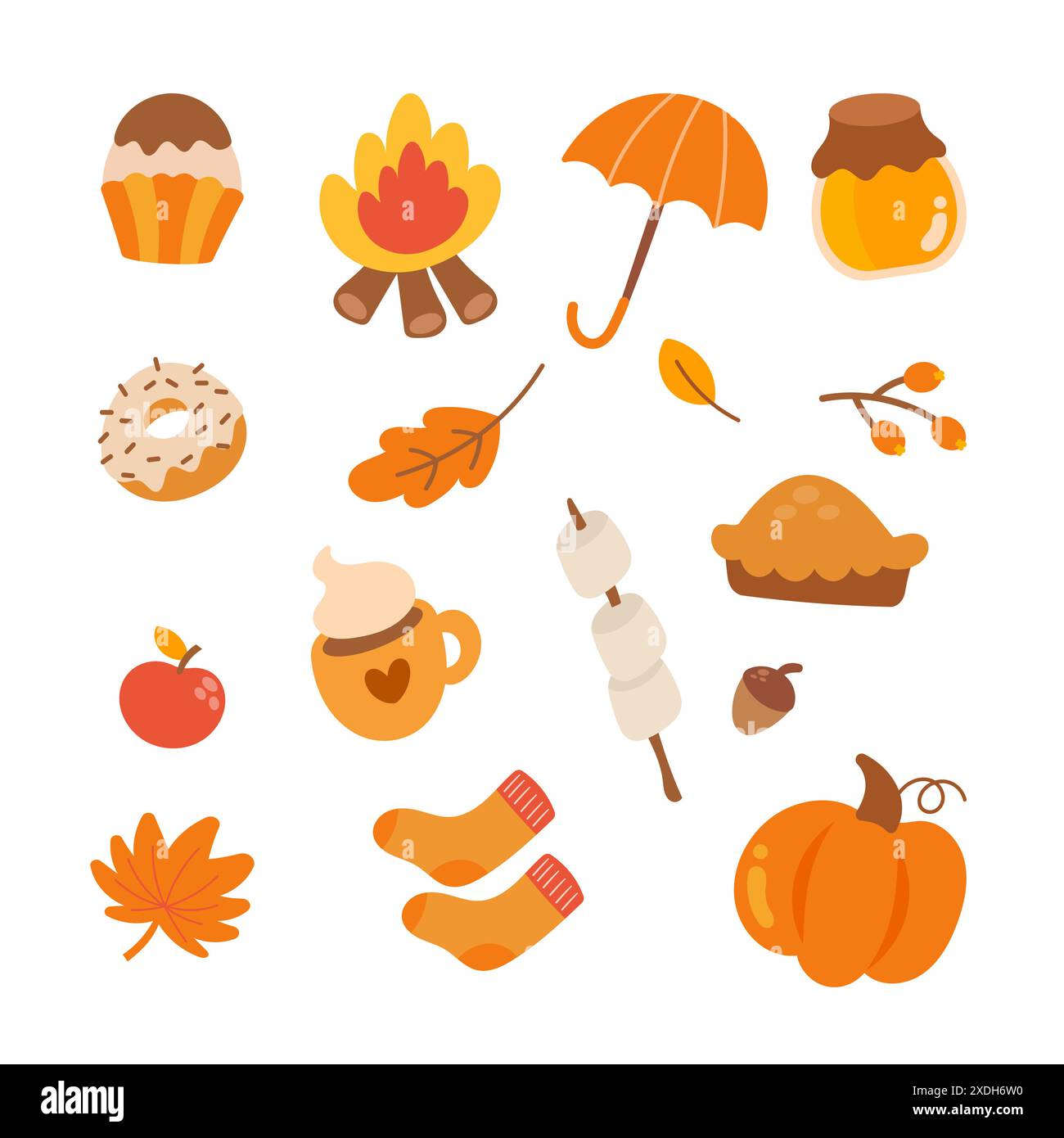 Hello autumn vector illustration collection. Autumn object elements ...