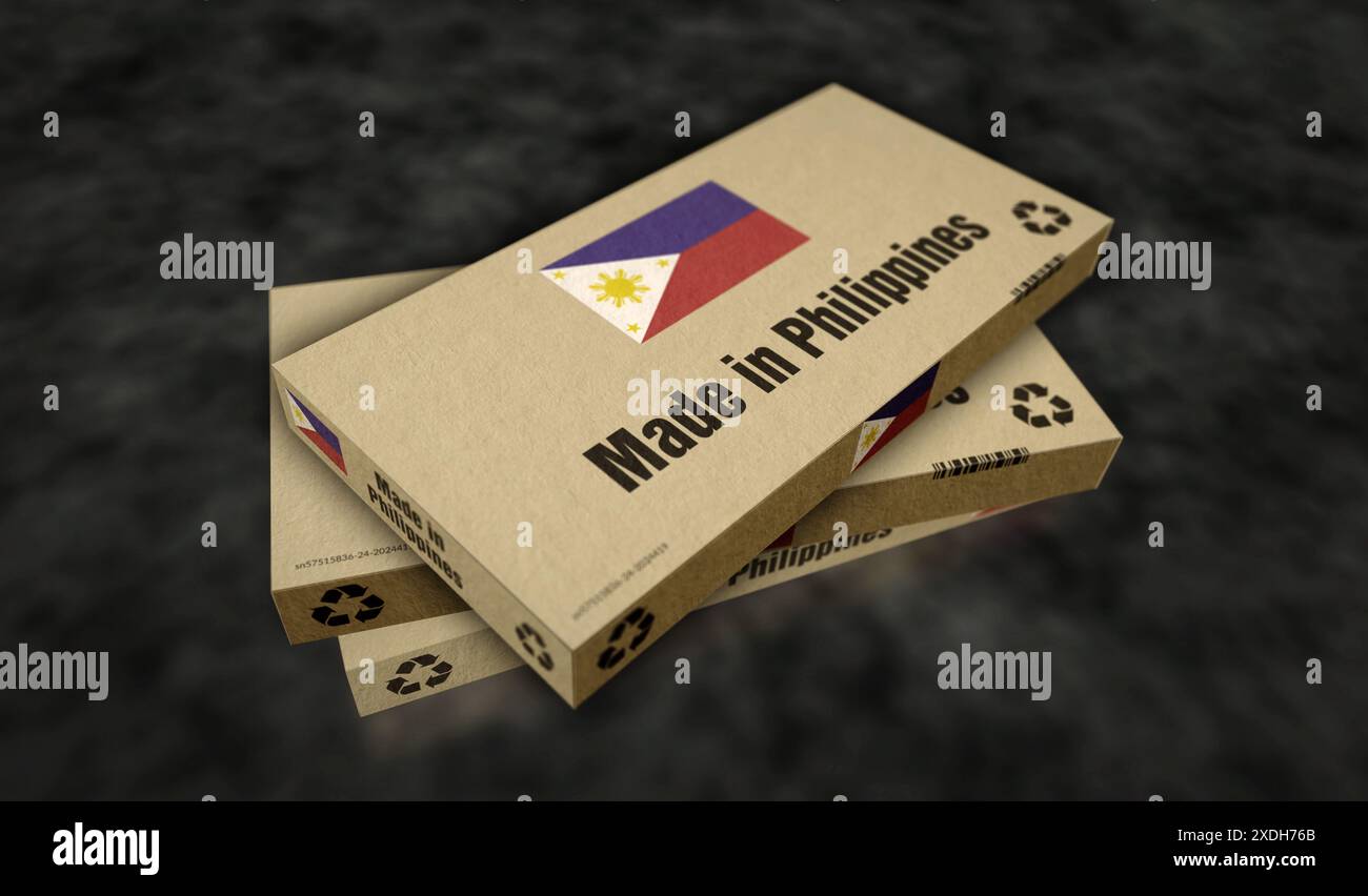 Made in Philippines Philippines box production line. Filipino, flag ...