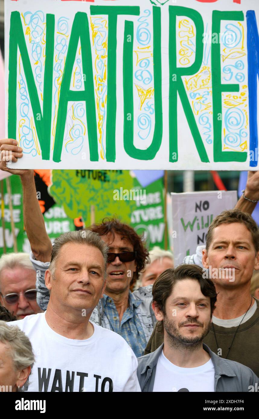 Chris Packham (TV presenter) with Iwan Rheon (actor) at the start of ...