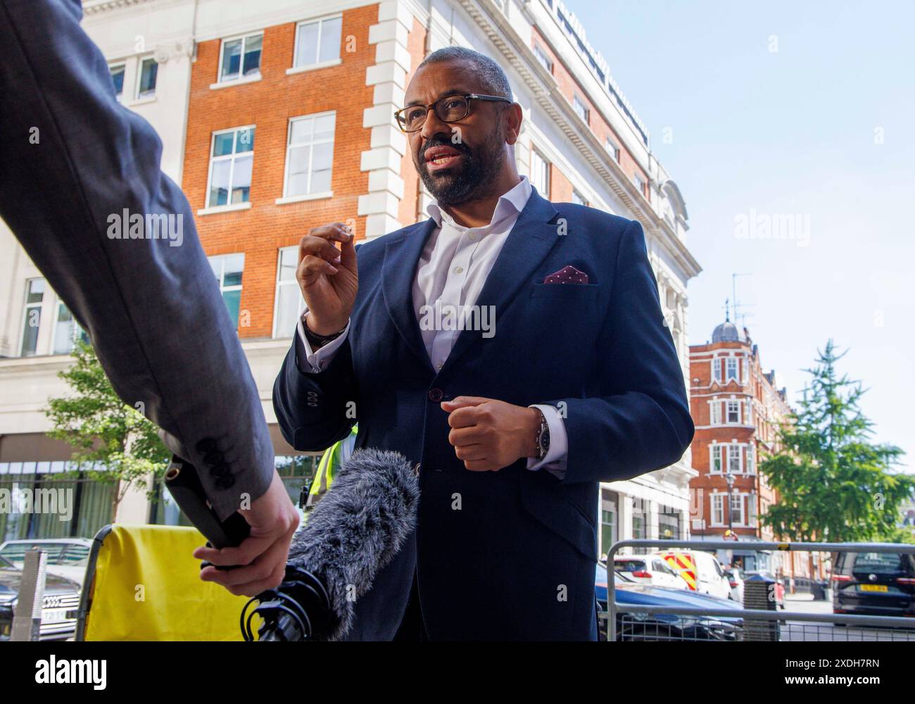 London, UK. 23rd June, 2024. Home Secretary, James Cleverly gives ...