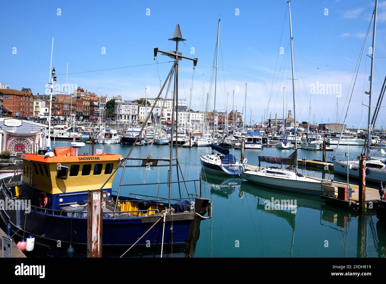 boats moored in the royal marina,ramsgate town,east kent,uk june 2024 ...