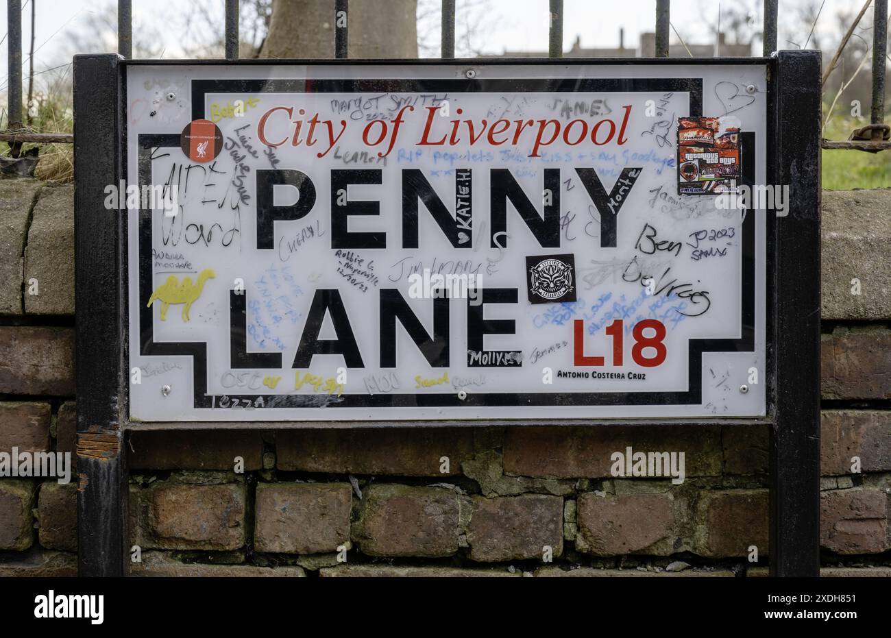 Penny Lane street sign, City of Liverpool, Merseyside, England, UK ...