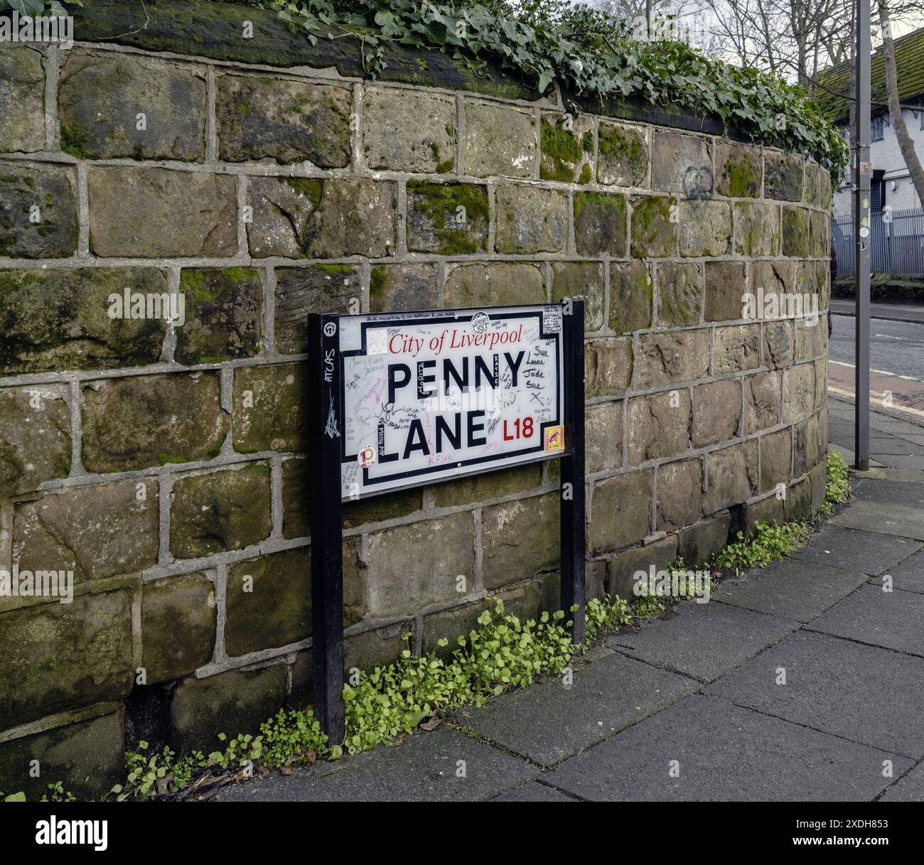 Penny Lane street sign, City of Liverpool, Merseyside, England, UK ...