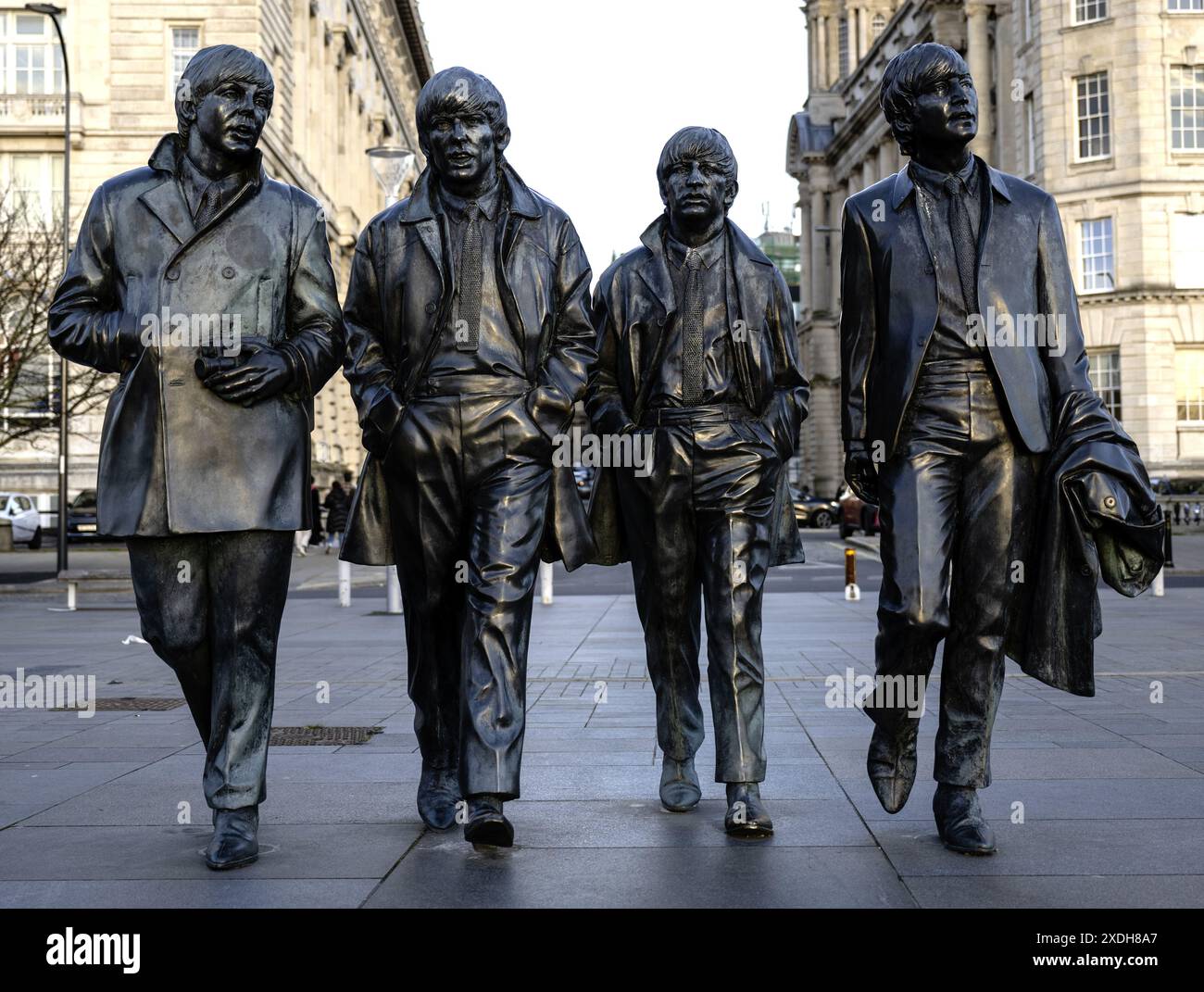 The Beatles statue, Pier Head, Liverpool, Merseyside, England, UK Stock ...