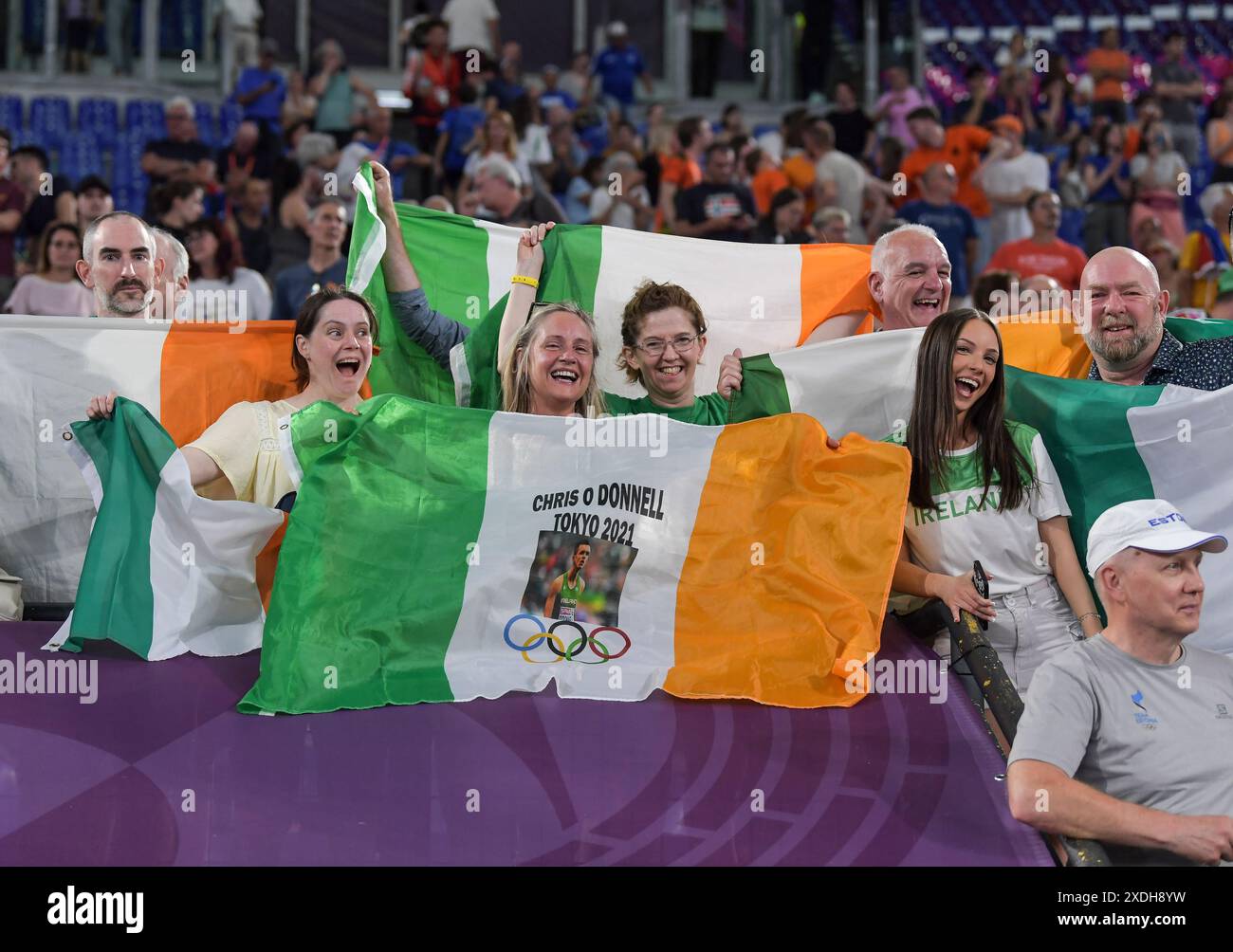 Irish fans at the mixed 4x400m relay final at the European Athletics ...