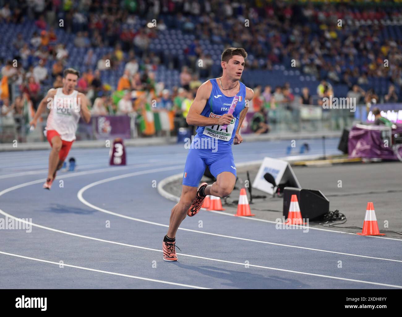 Luca Sito of Italy competing in the mixed 4x400m relay final at the European Athletics ...