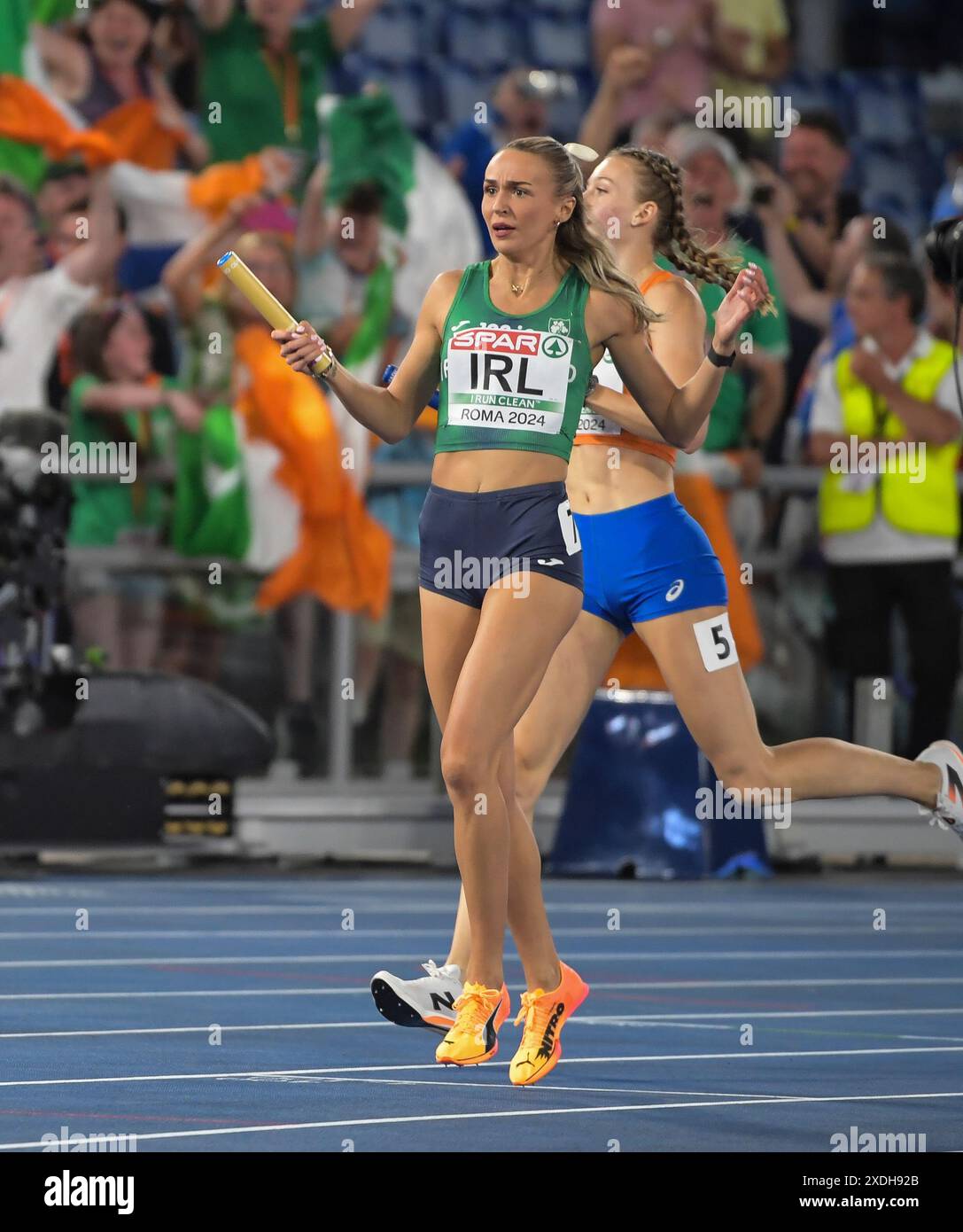 Sharlene Mawdsley of Ireland competing in the mixed 4x400m relay final ...