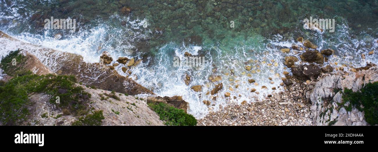 Aerial view of sea waves and fantastic Rocky coast, Montenegro Stock ...