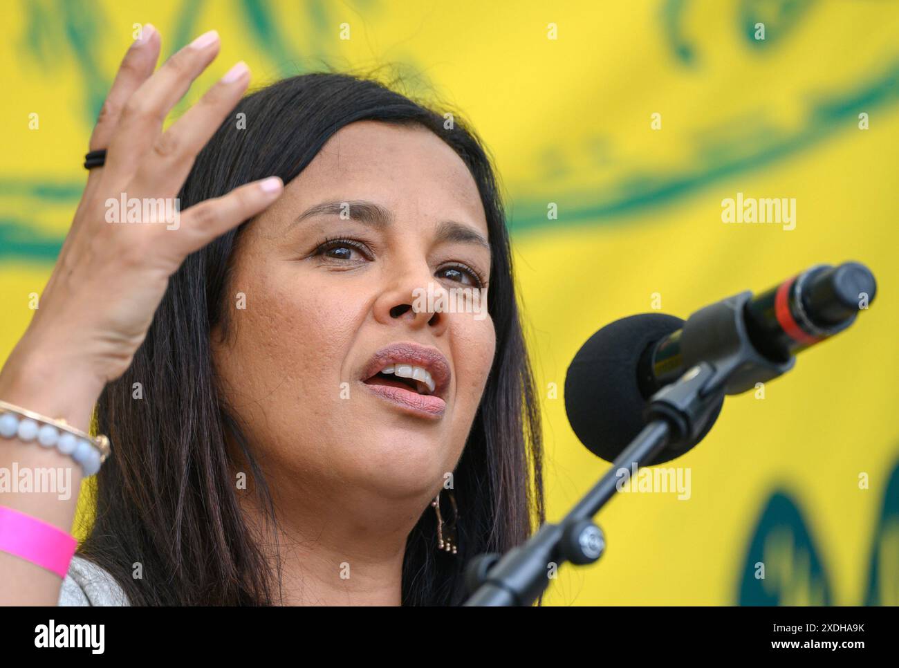 Liz Bonnin - nature TV presenter - speaking in Parliament Square at the ...