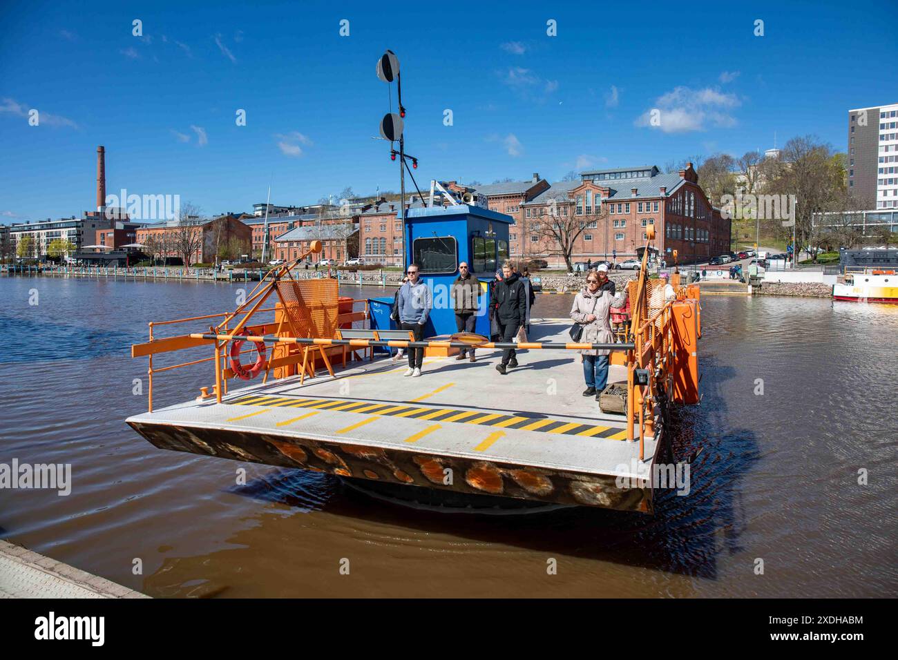 Cable ferry Föri, built at Ab Vulcan in 1903, approaching the bank of ...