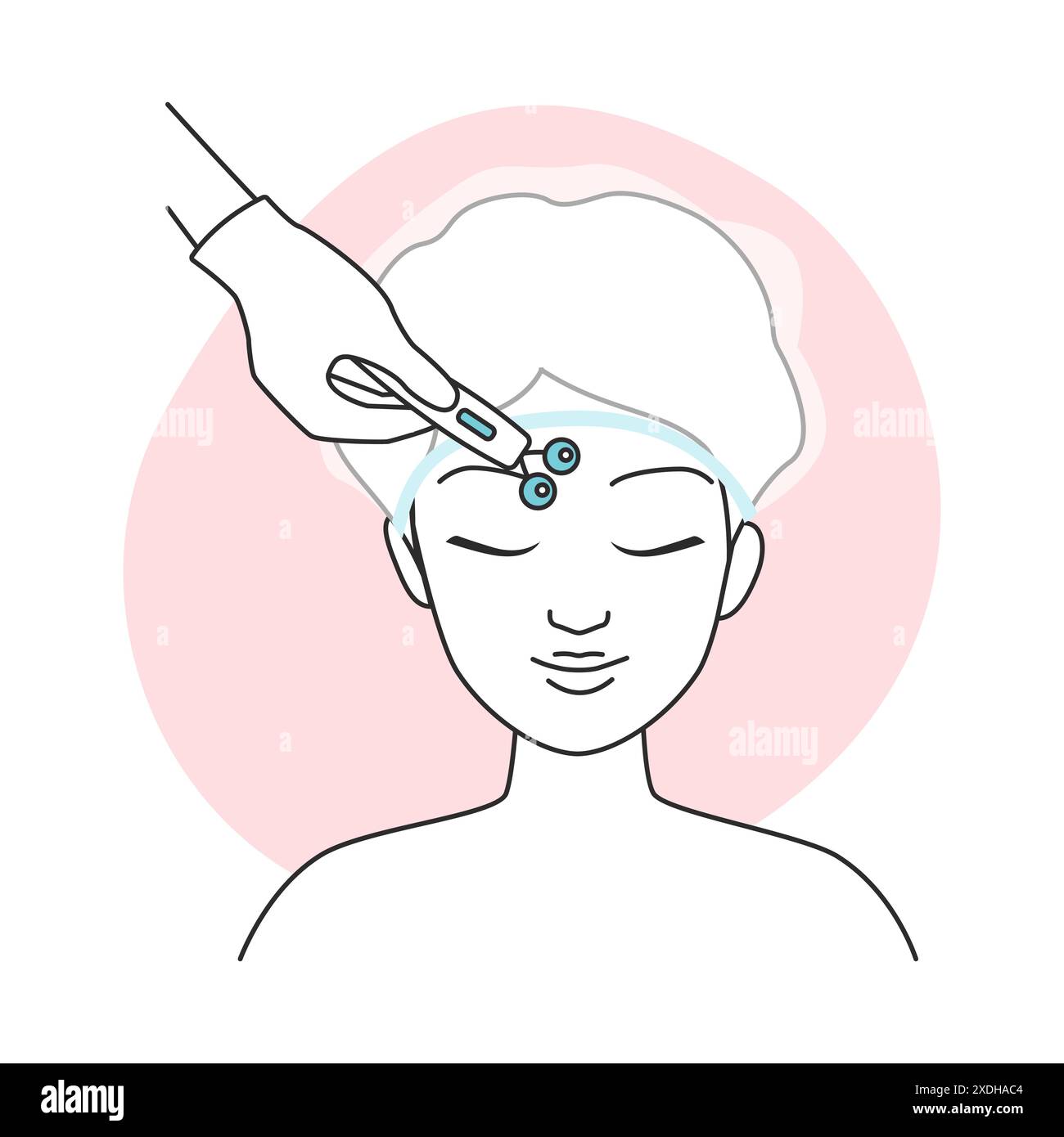 Beauticians hand massaging skin with microcurrent apparatus line icon ...