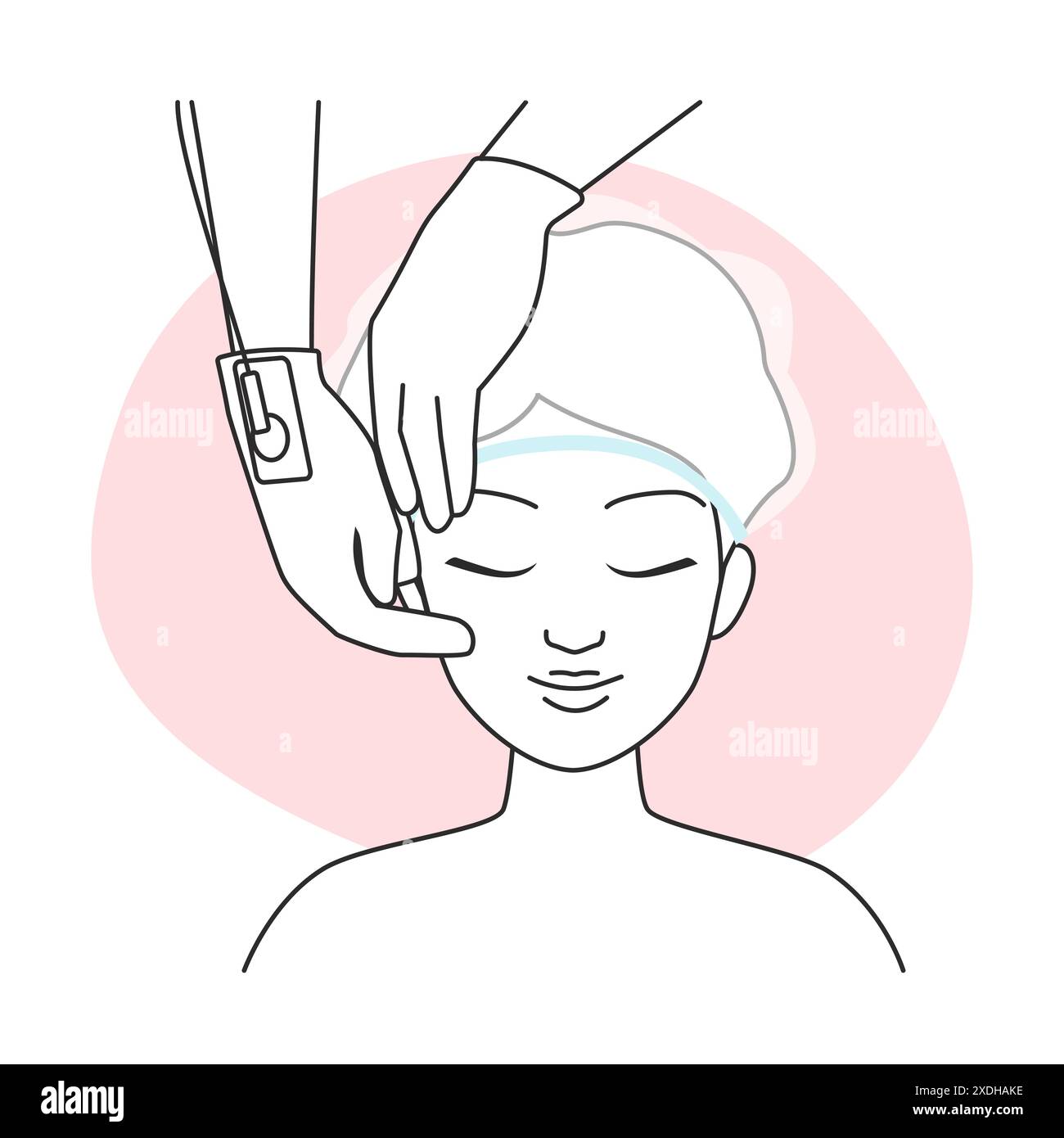 Microcurrent massage and skincare therapy by cosmetologist line icon ...