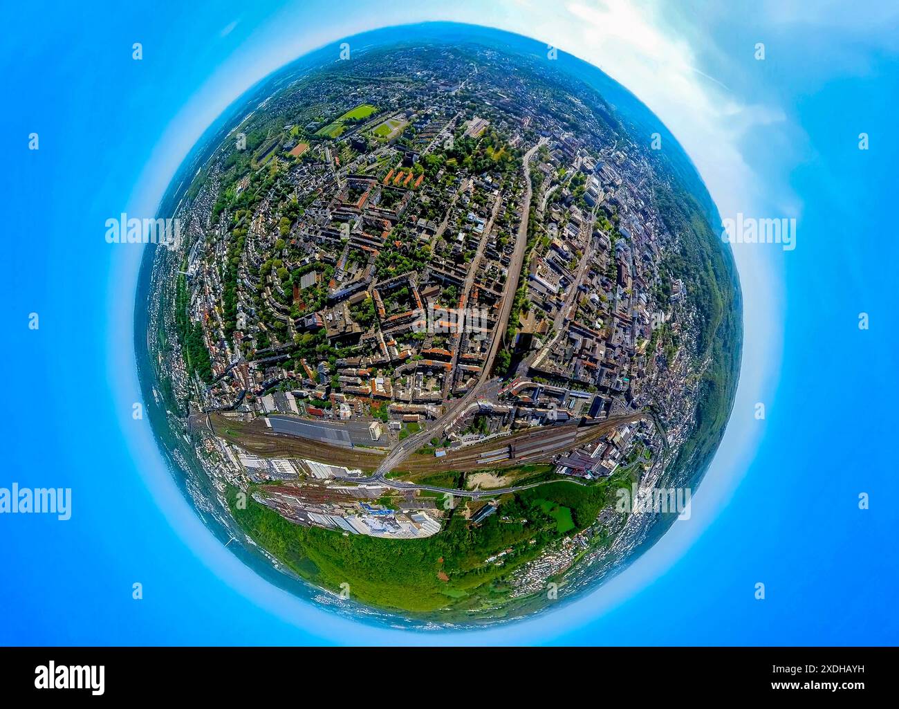 Aerial view, local view of residential area and station bypass ...