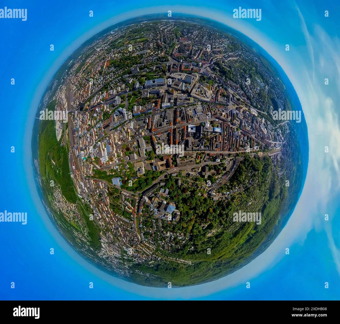 Aerial view, city center view Hagen-Mitte, Friedrich-Ebert-Platz ...