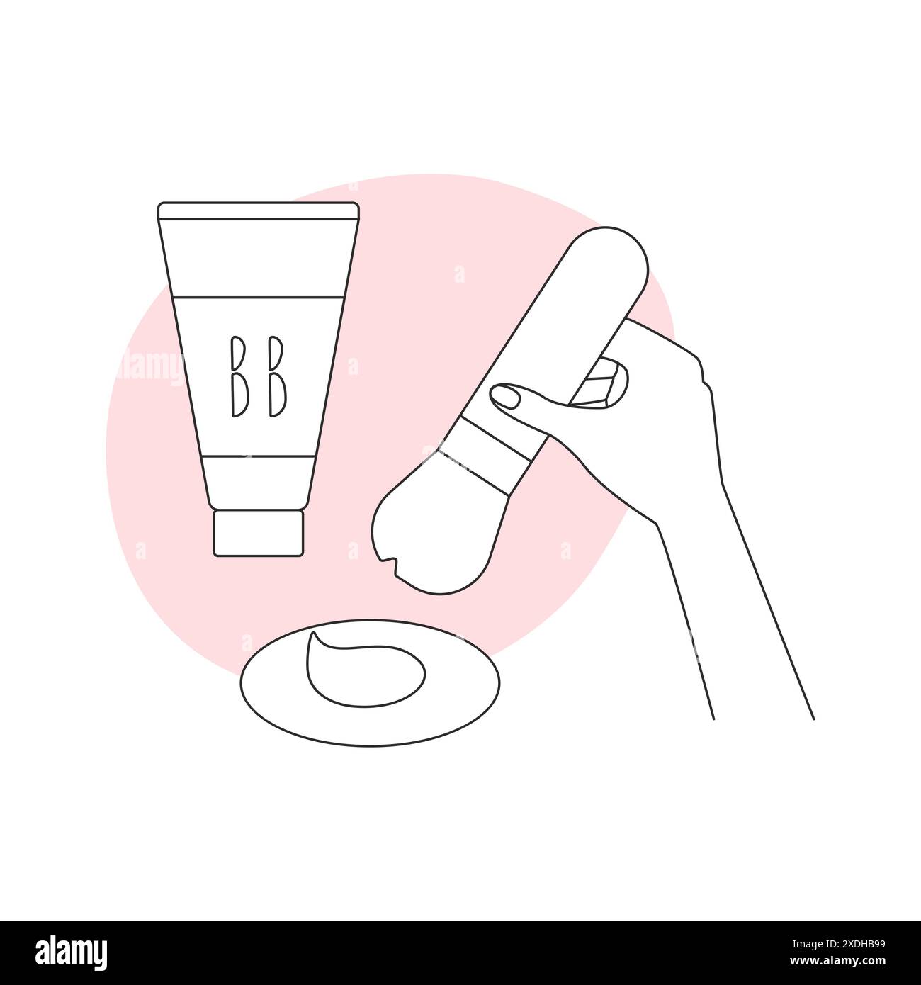 Hand holding brush for applying foundation, makeup base and BB cream ...