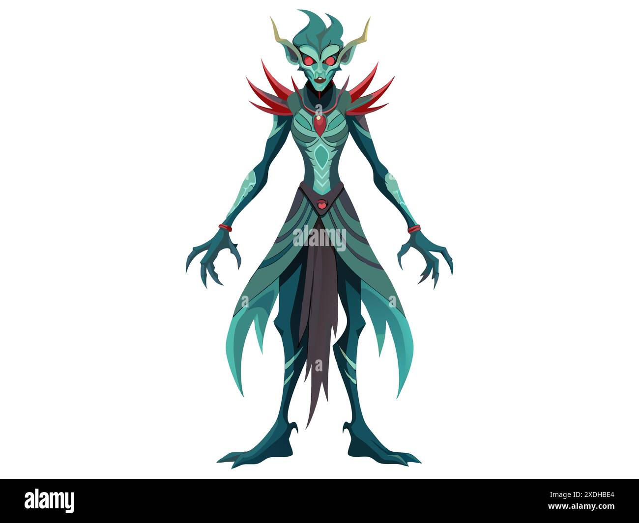 Illustration of a banshee character with glowing eyes and tattered ...