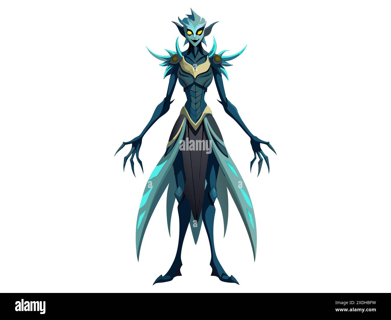 Illustration of a banshee character with glowing eyes and tattered ...