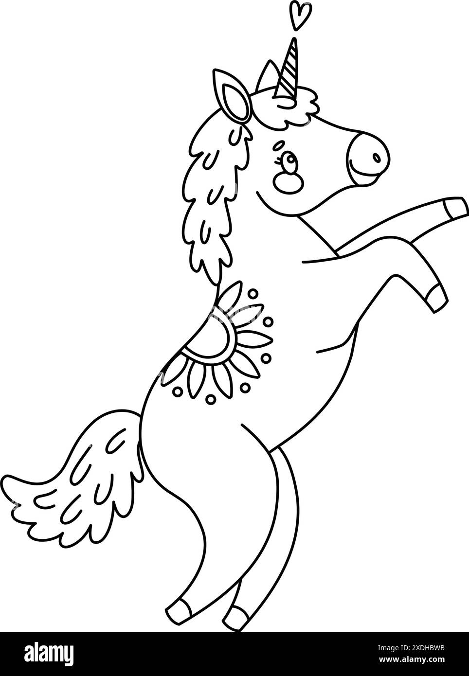 Easy Printable Unicorn Coloring Pages Hearts Flower Unicorn Coloring