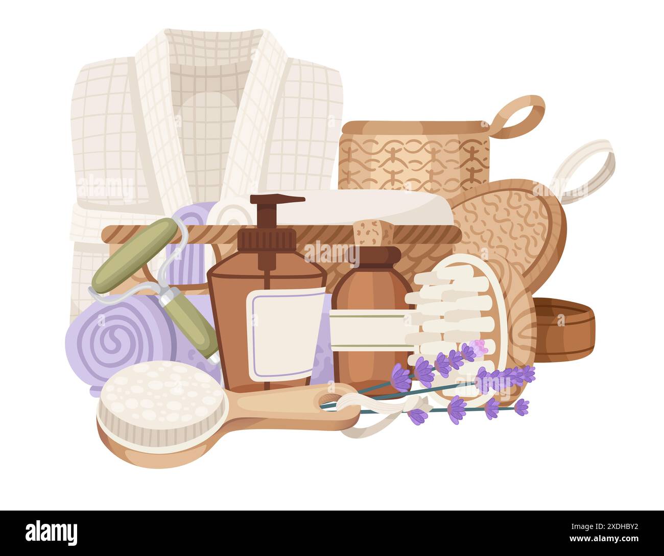 Set of items for bath or shower theme. Collection for gift or ...