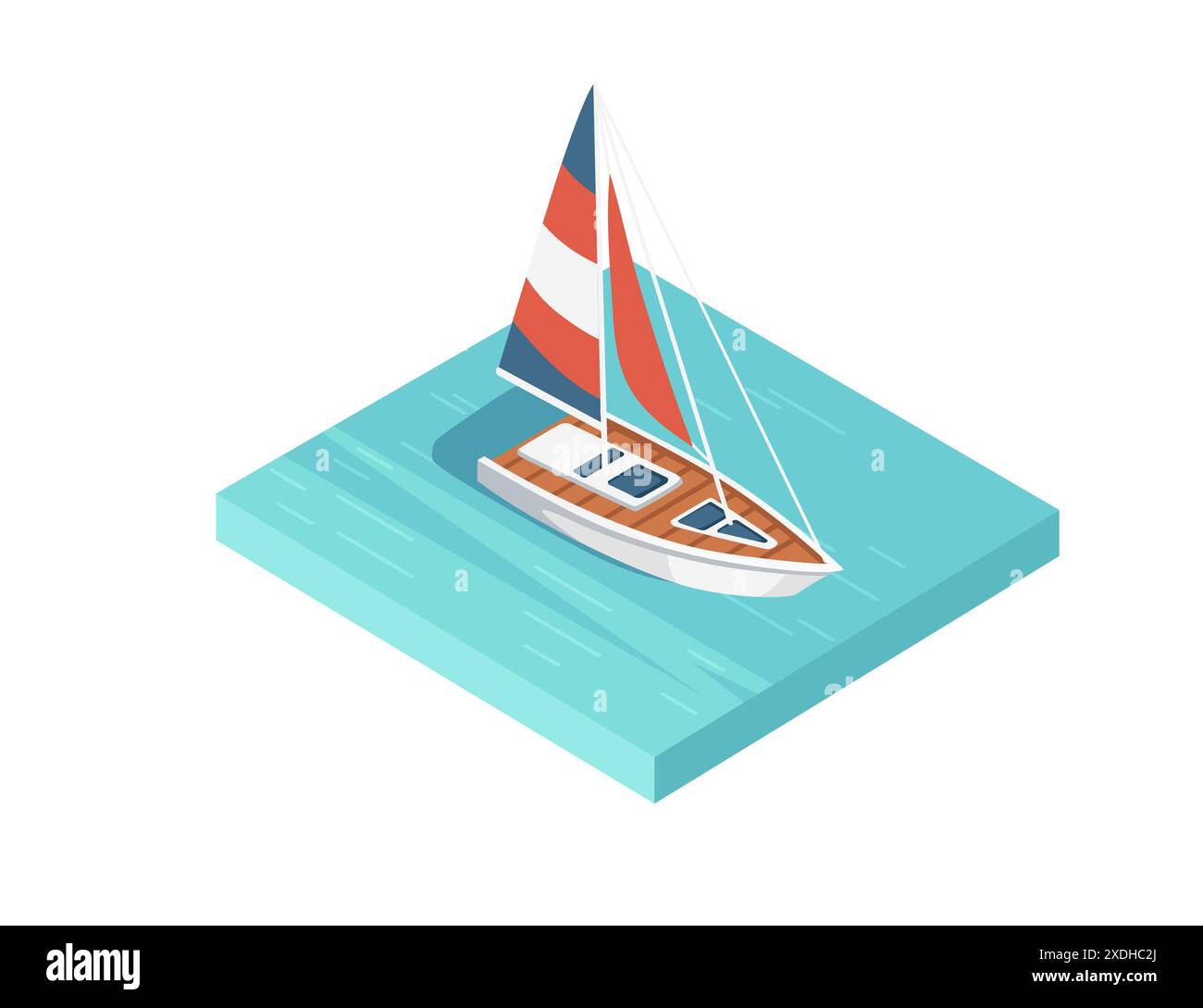 Three-dimensional isometric view of modern boat ship on water vector ...