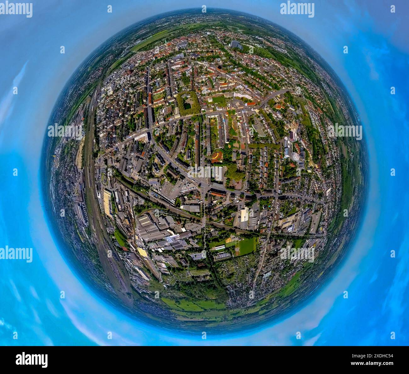 Aerial view, Hamm Süd, residential area Richard-Wagner-Straße, federal ...