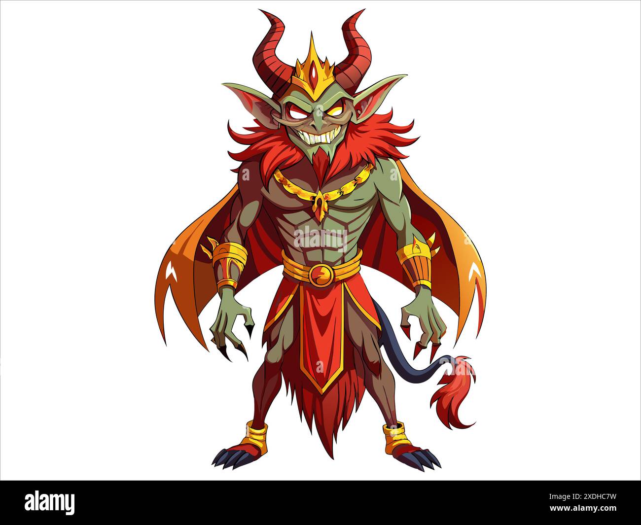 Devil isolated on a white background. Demonic creature with horns ...