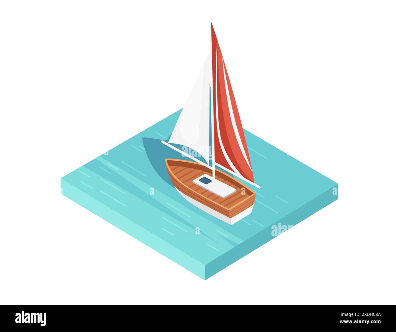 Three-dimensional isometric view of modern boat ship on water vector ...