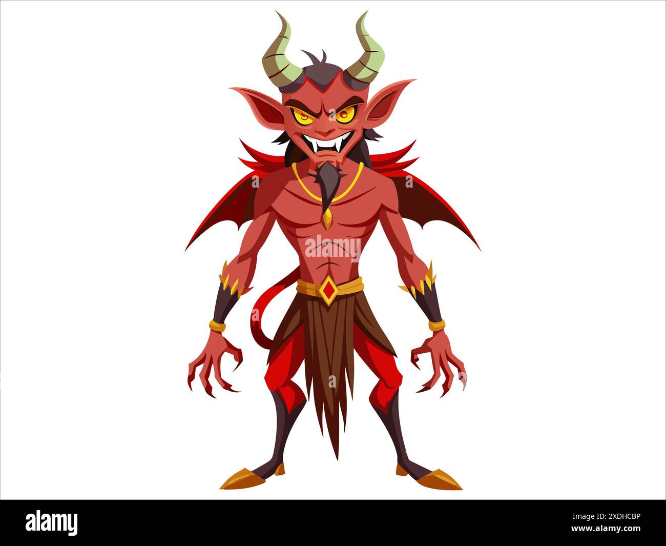 Devil isolated on a white background. Demonic creature with horns ...
