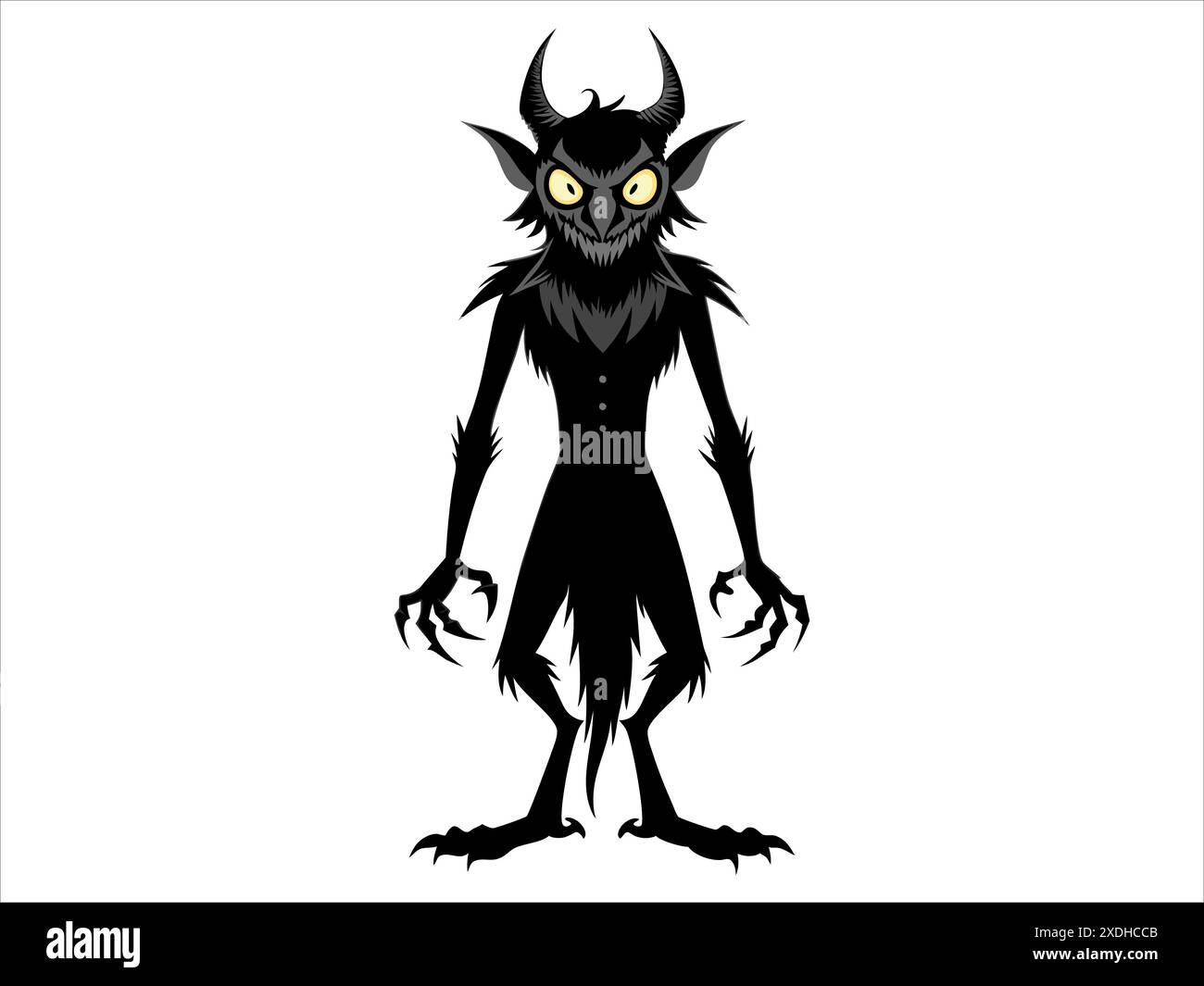 Black silhouette of devil isolated on a white background. Demonic ...